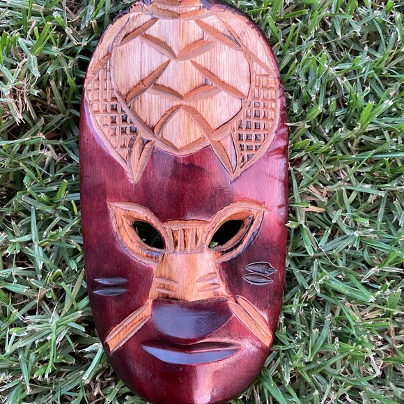 None | Accents | Hand Carved African Tribal Indigenous Mask Treated ...